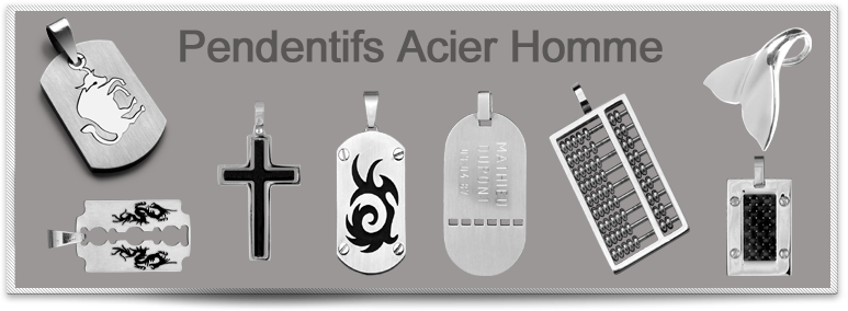 Pendentif Homme Acier - Bijouterie La Perle d'Argent